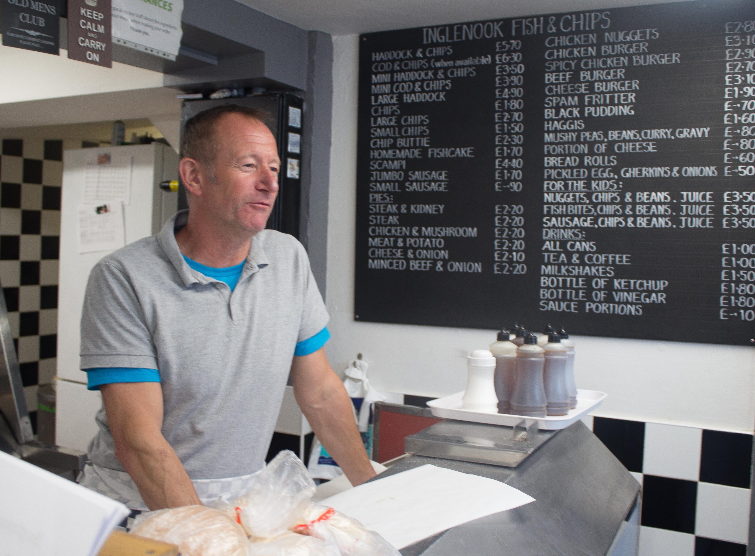 Tim Henley serving fish and chips, Ingleton - Yorkshire Dales Community ...